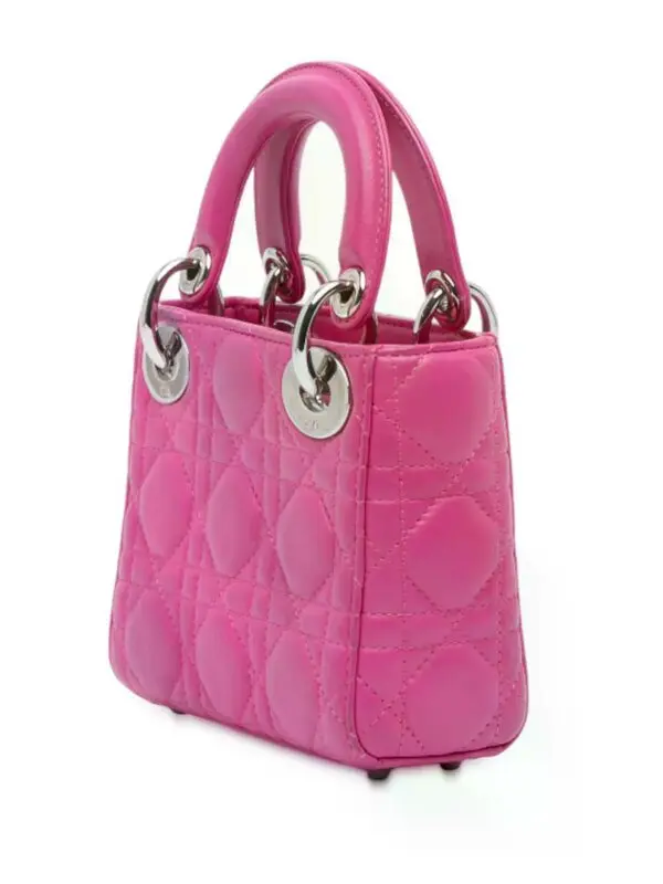 Dior 2015 Mini Lambskin Cannage Lady Satchel - Pink