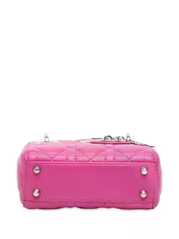 Dior 2015 Mini Lambskin Cannage Lady Satchel - Pink