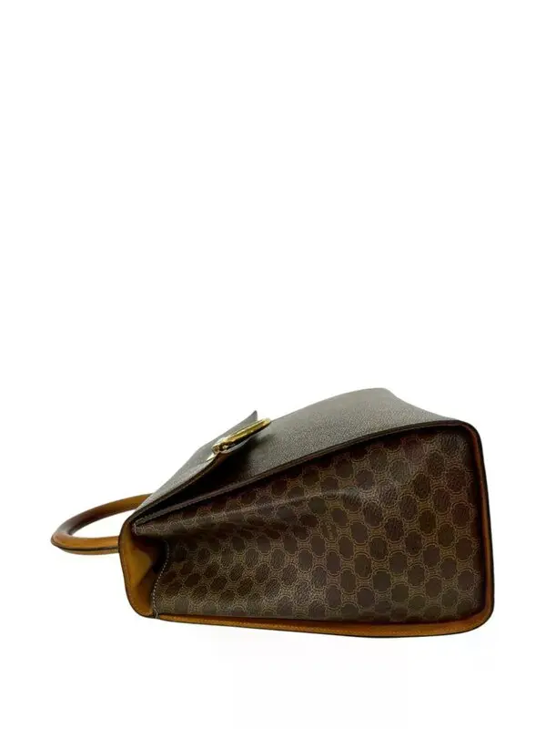 Celine 20th Century Macadam Coated Canvas Medallion Handbag - Brown