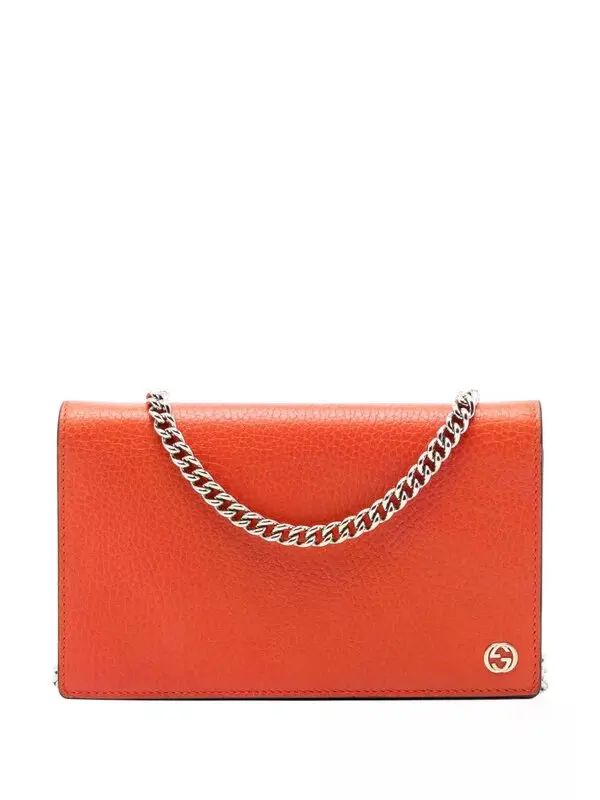Gucci Leather Betty Wallet On Chain Crossbody Bag - Orange