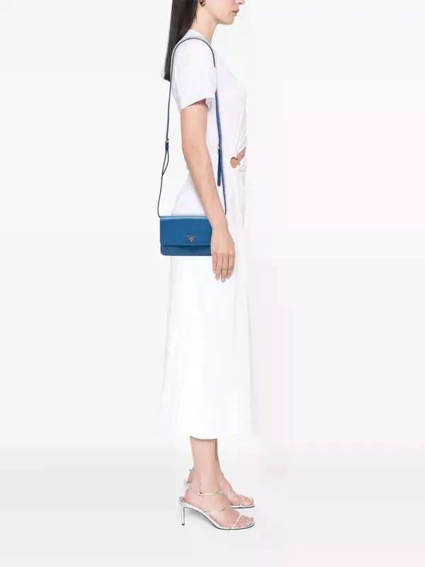Prada Saffiano Leather Wallet On Strap Crossbody Bag
