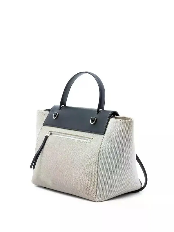 Celine 2016 Mini Canvas And Leather Belt Bag Satchel - Black