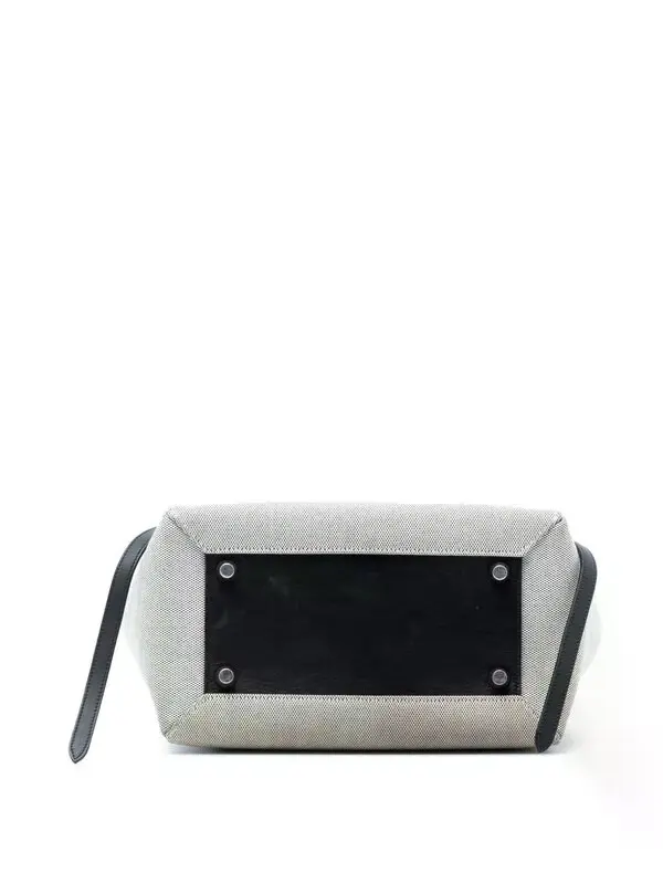 Celine 2016 Mini Canvas And Leather Belt Bag Satchel - Black