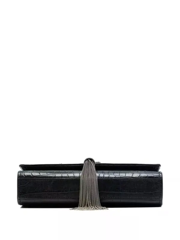Saint Laurent Croc Embossed Monogram Kate Tassel Wallet On Chain