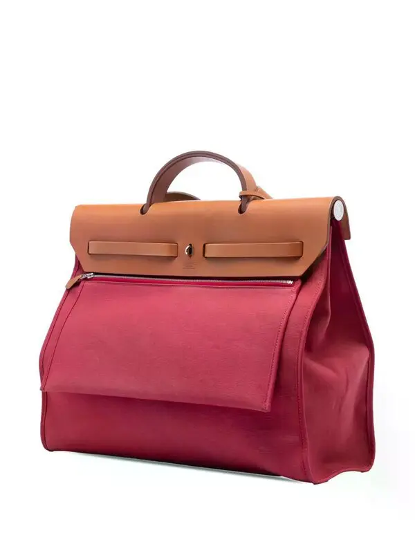Hermès 2012 Toile Herbag Zip 39 Satchel - Red