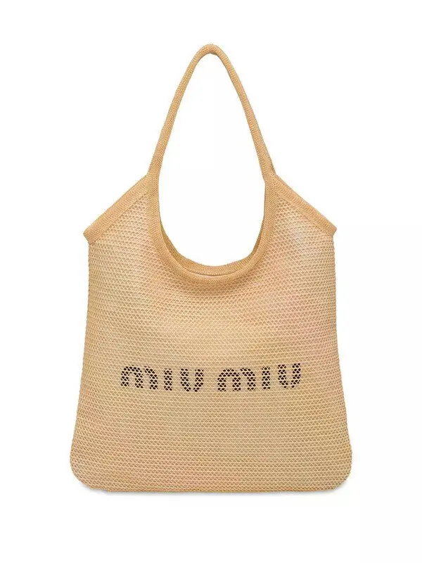 Miu Miu Logo-print Raffia Tote