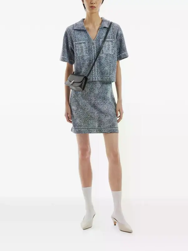 CRUSH COLLECTION Zip-up Short-sleeve Cardigan