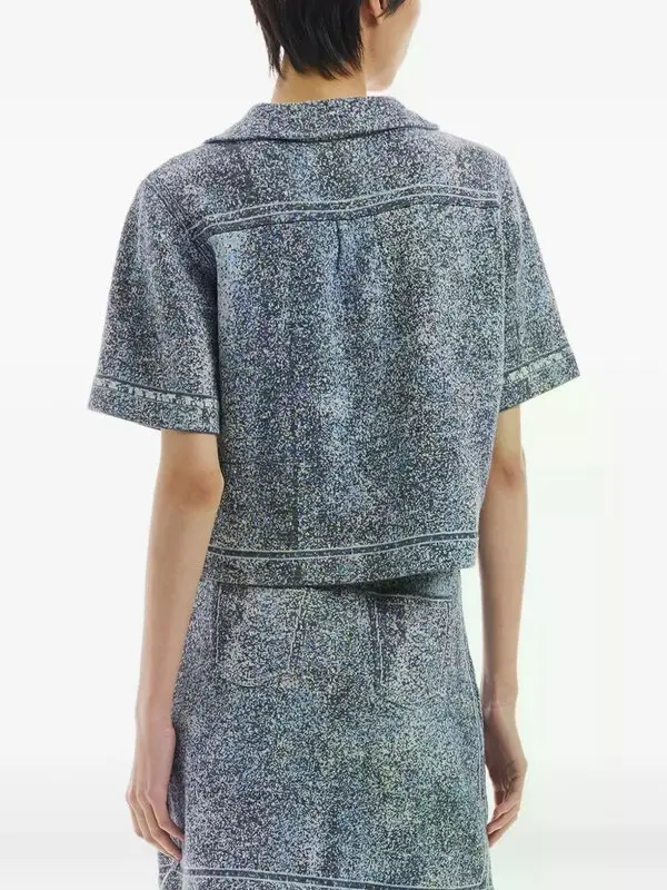 CRUSH COLLECTION Zip-up Short-sleeve Cardigan