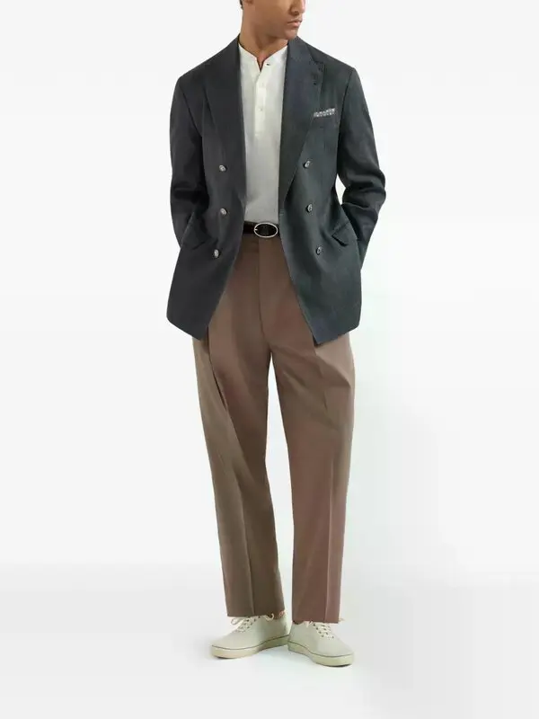 Brunello Cucinelli Cotton Crêpe Batavia Trousers With Pleat