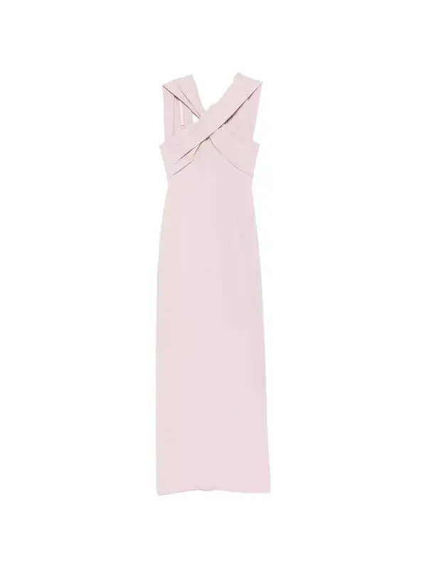 Solace London Petal Halterneck Draped-scarf Maxi Dress - Pink