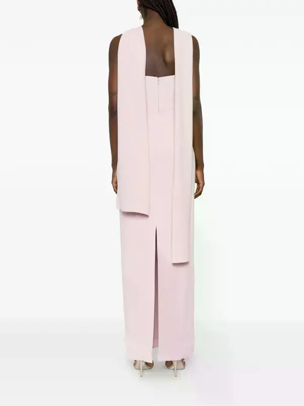 Solace London Petal Halterneck Draped-scarf Maxi Dress - Pink