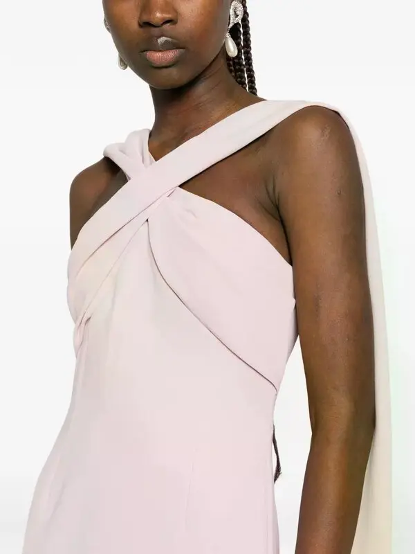 Solace London Petal Halterneck Draped-scarf Maxi Dress - Pink