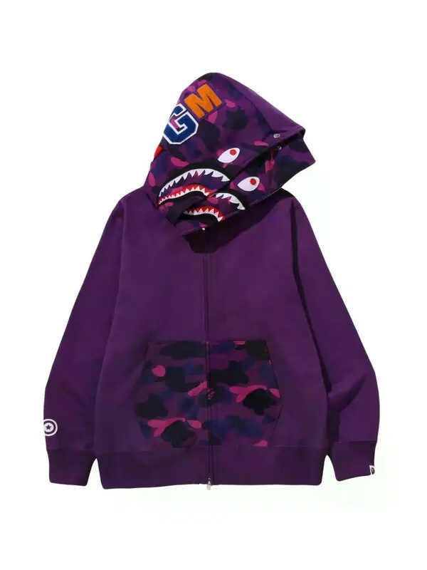 A BATHING APE Color Camo Shark Full-zip Hoodie - Purple