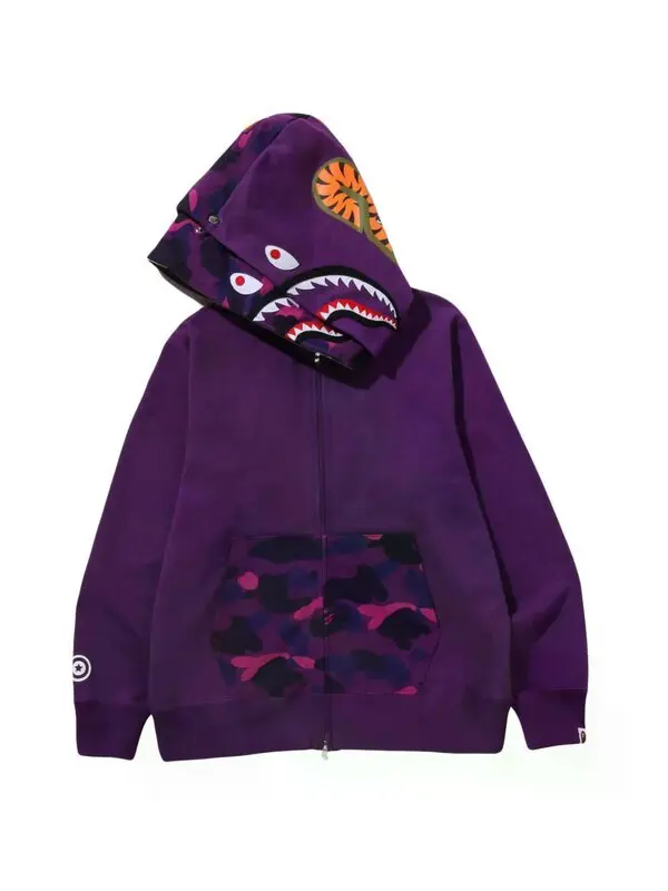 A BATHING APE Color Camo Shark Full-zip Hoodie - Purple