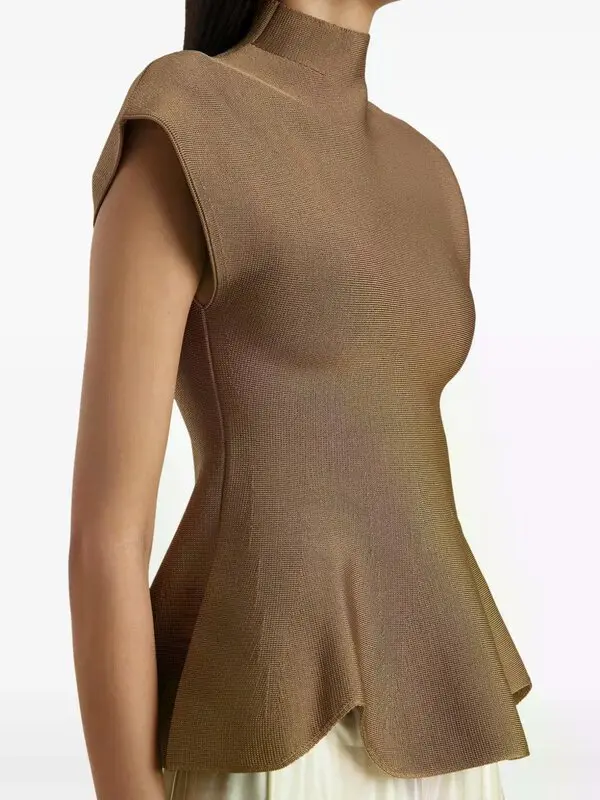 Khaite Andra Knit Peplum Top - Brown