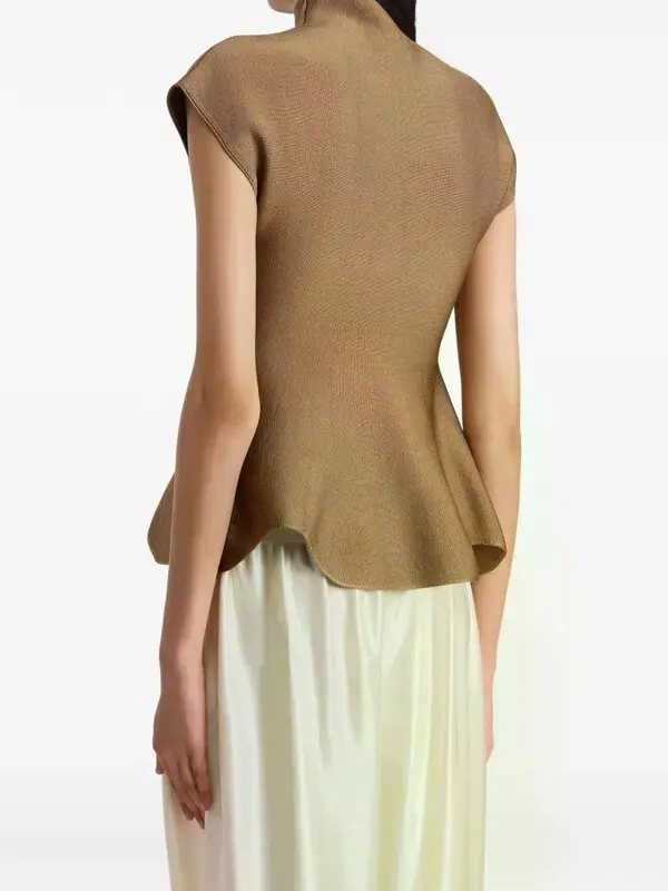 Khaite Andra Knit Peplum Top - Brown