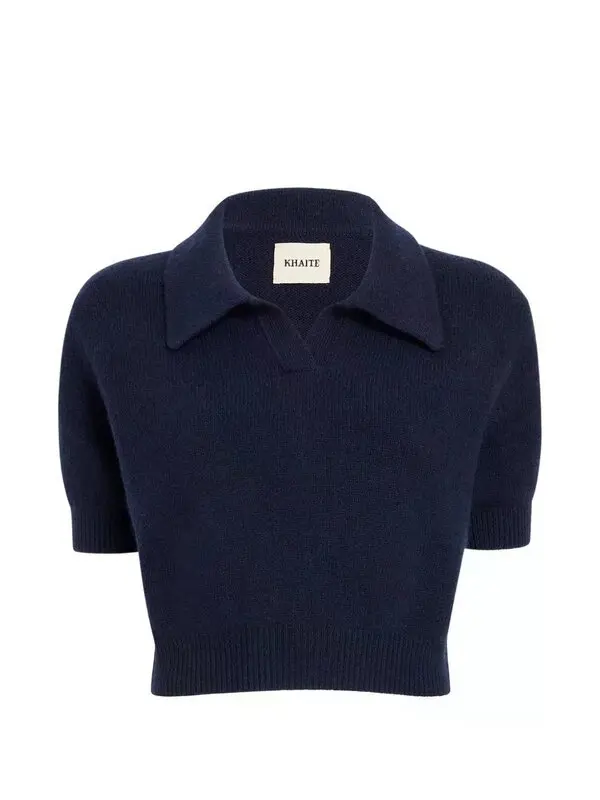 Khaite Leni Knit Polo Sweater - Blue