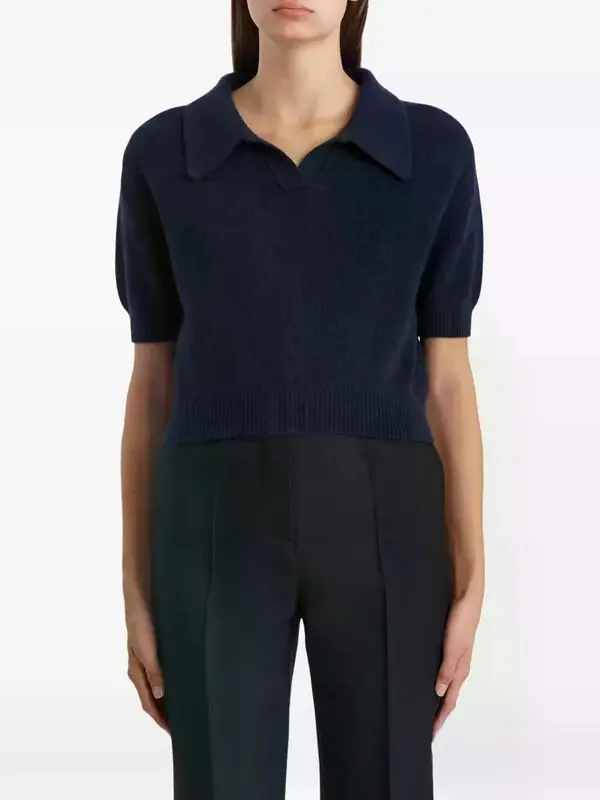 Khaite Leni Knit Polo Sweater - Blue