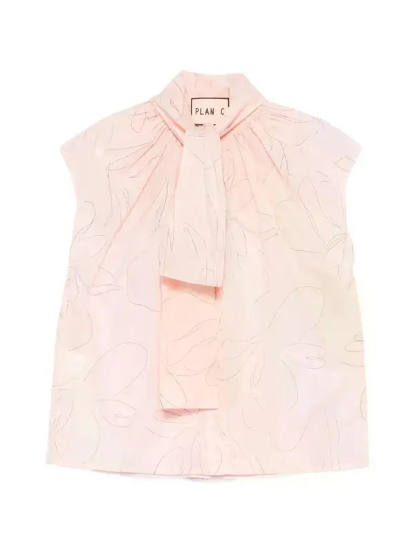 Plan C Floral Sleeveless Blouse - Pink