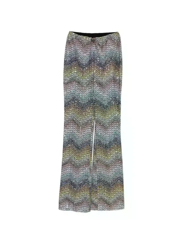 Missoni Zigzag-knit Flared Trousers - Blue