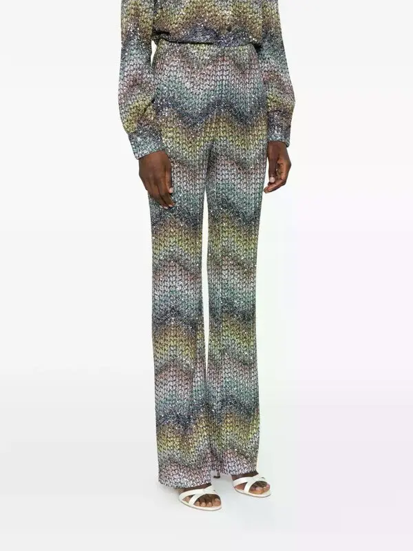 Missoni Zigzag-knit Flared Trousers - Blue