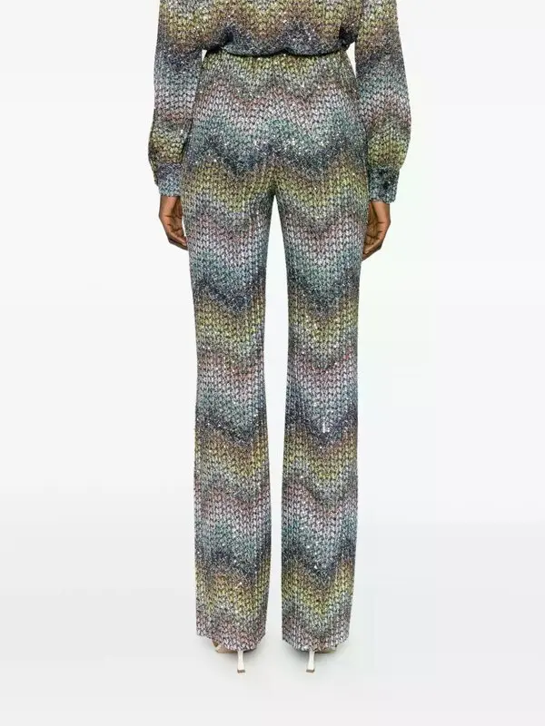 Missoni Zigzag-knit Flared Trousers - Blue