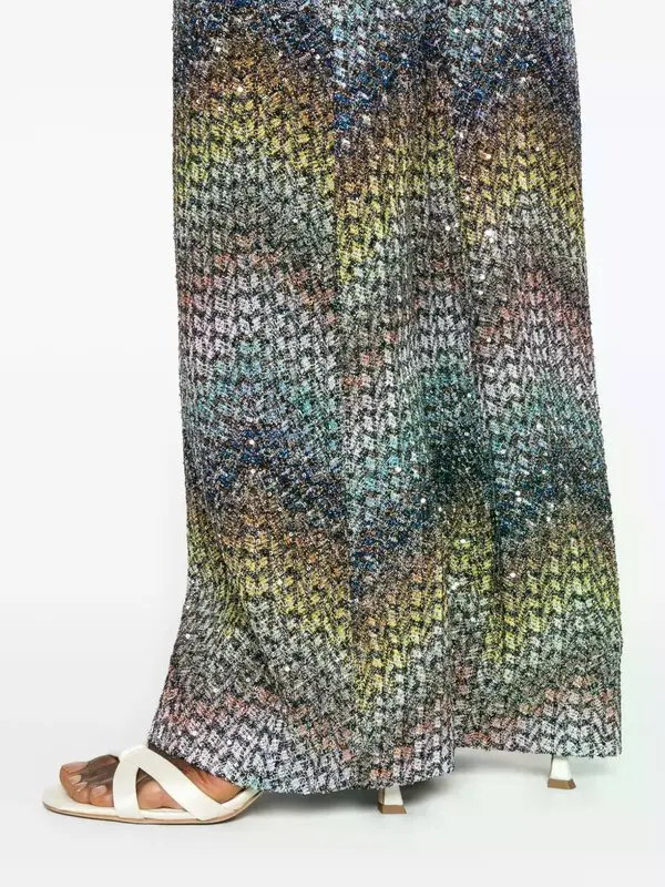 Missoni Zigzag-knit Flared Trousers - Blue