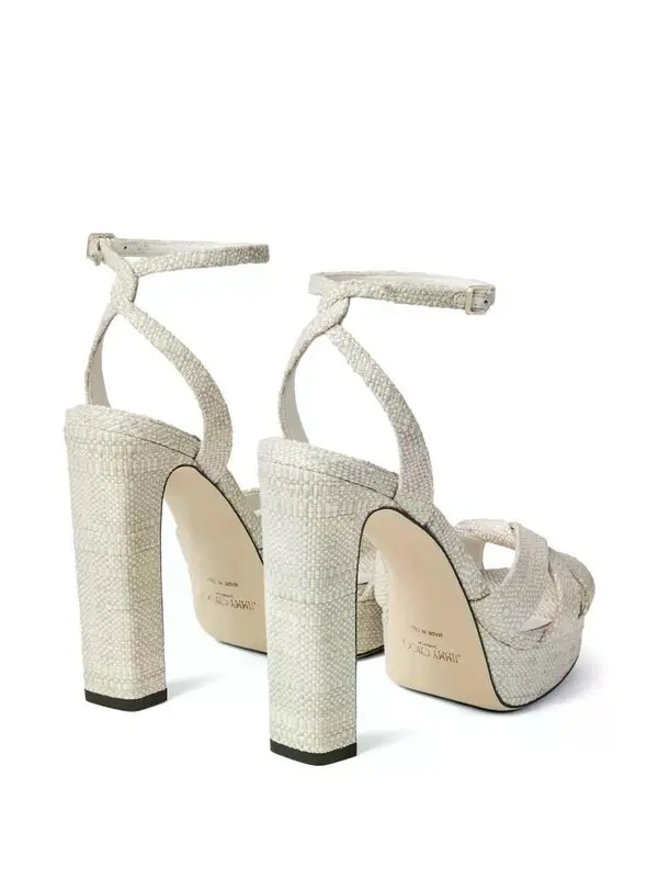JIMMY CHOO Kove 120 Raffia Platform Sandals - Neutrals