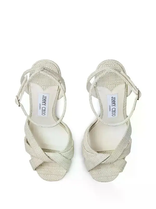 JIMMY CHOO Kove 120 Raffia Platform Sandals - Neutrals