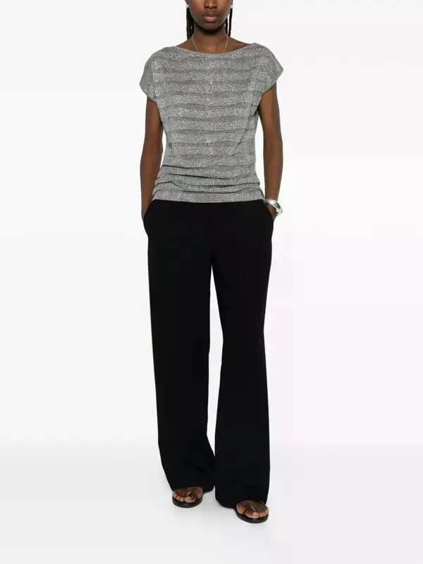 NEERA Striped Lurex T-shirt - Grey