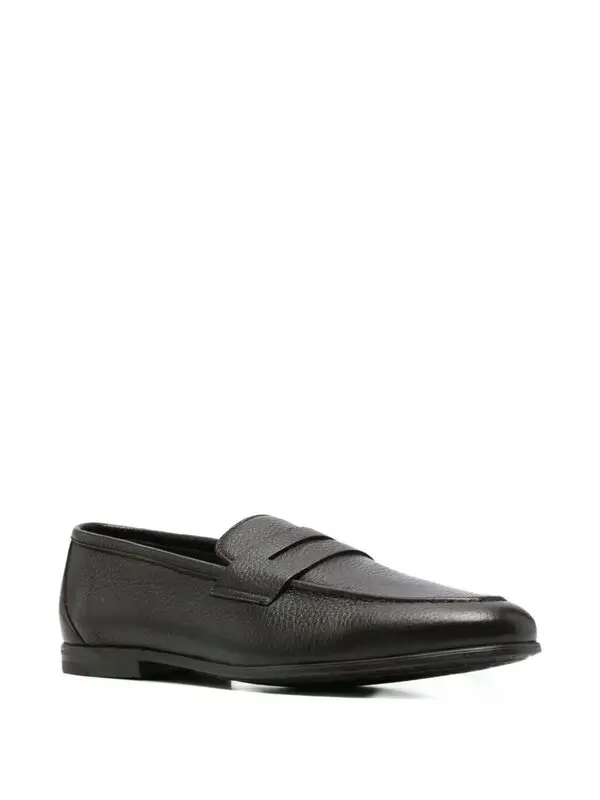 Canali Penny Leather Loafers - Brown