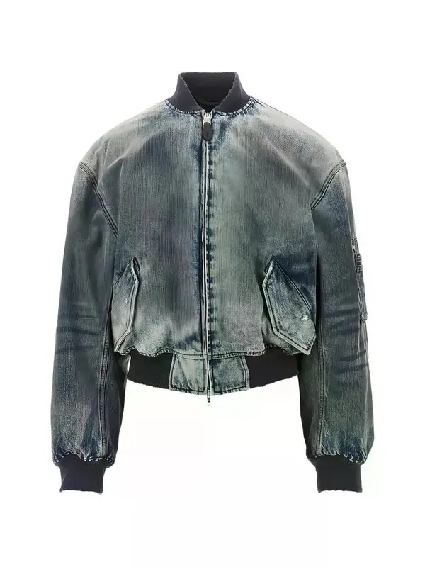 Balenciaga Faded-effect Denim Bomber Jacket