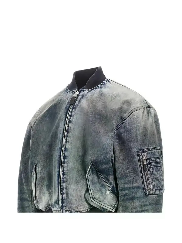 Balenciaga Faded-effect Denim Bomber Jacket