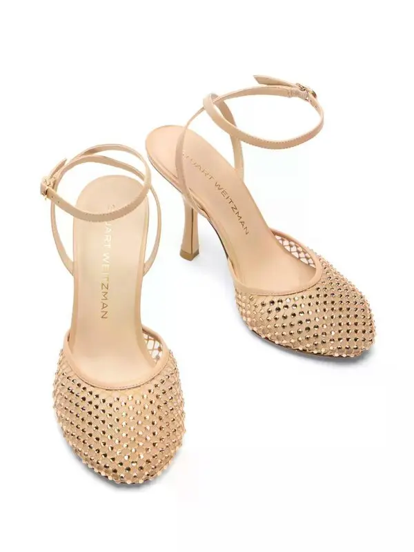 STUART WEITZMAN Crystal-embellished Ankle Strap Pumps