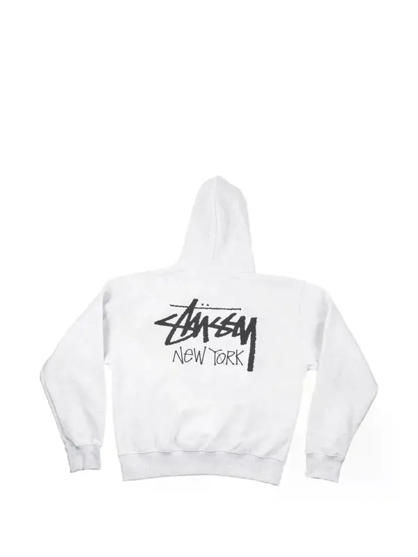 StÜssy Logo Drawstring Hoodie - Grey