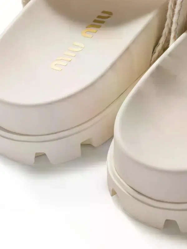 Miu Miu Crochet Sandals With Metal Logo Detail