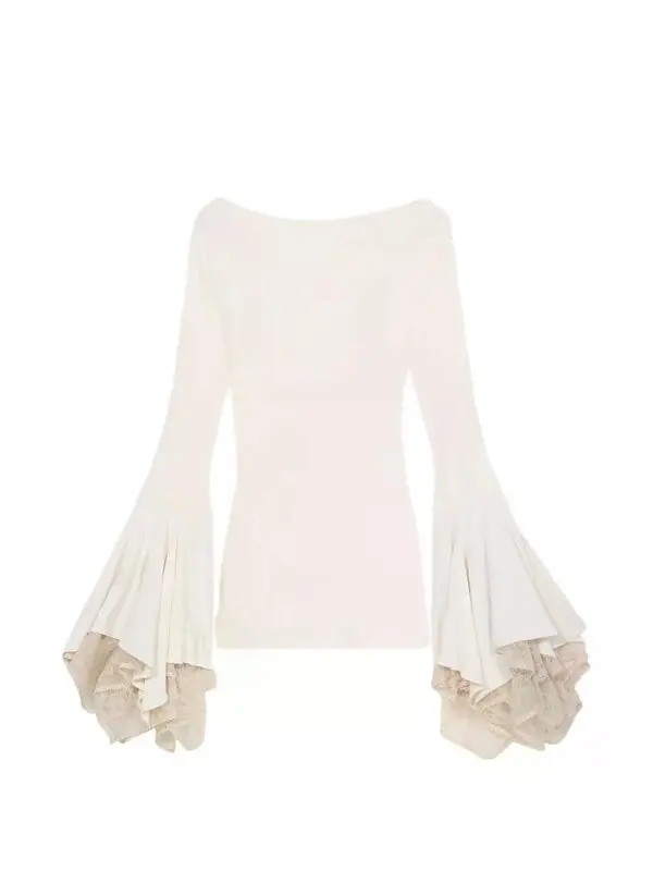 Blumarine Lace-trimmed Flared-sleeve Mini Dress