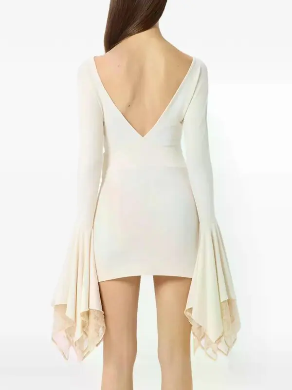 Blumarine Lace-trimmed Flared-sleeve Mini Dress