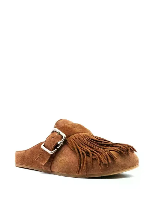 VIC MATIE Fringed Buckle Mules - Brown