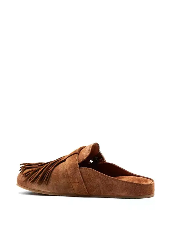 VIC MATIE Fringed Buckle Mules - Brown