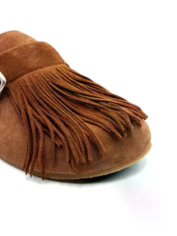 VIC MATIE Fringed Buckle Mules - Brown
