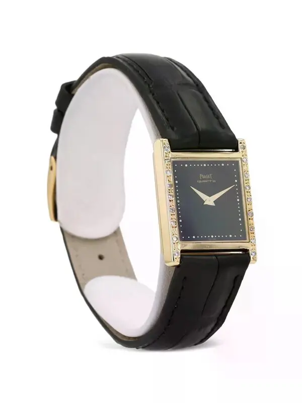 PIAGET 1980s Rectangle Case Watch With Diamond Bezel