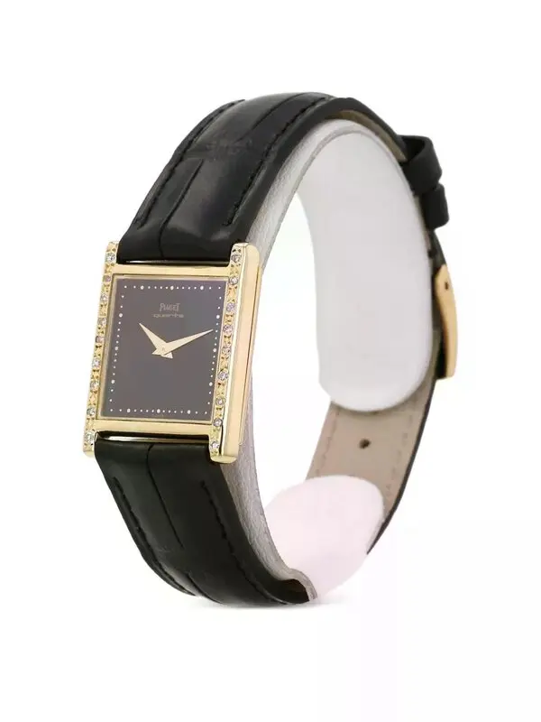 PIAGET 1980s Rectangle Case Watch With Diamond Bezel