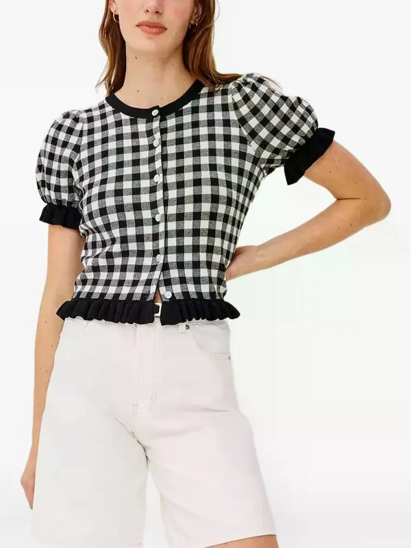 Rails Lora Gingham Ruffled Knitwear