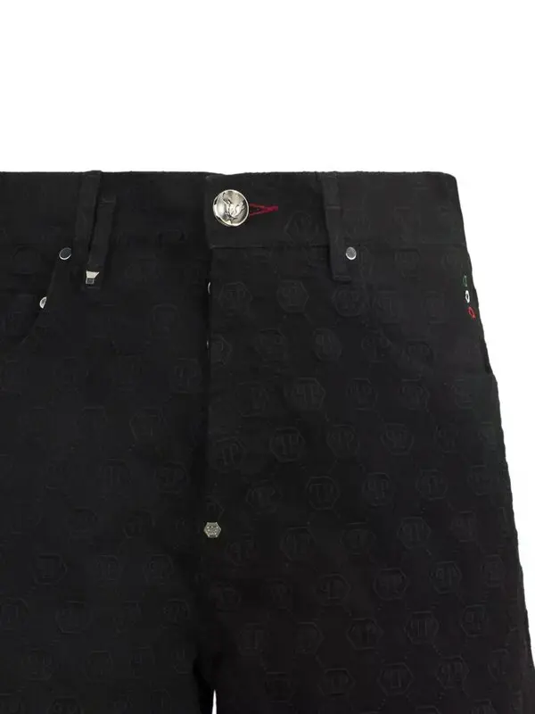 Philipp Plein Monogrammed Stretch Cotton Drill Bermuda Shorts