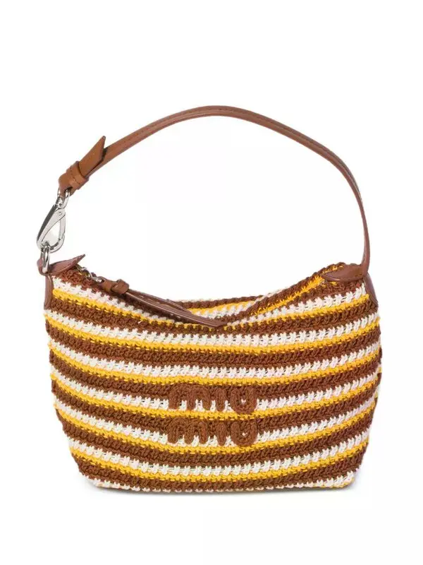 Miu Miu Crochet Pouch With Leather Handle