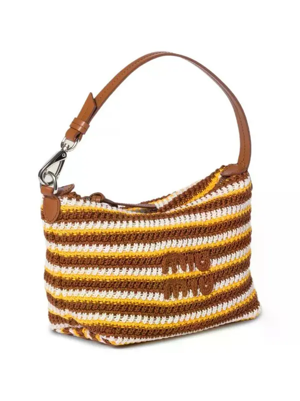 Miu Miu Crochet Pouch With Leather Handle