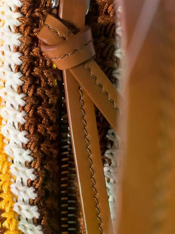 Miu Miu Crochet Pouch With Leather Handle