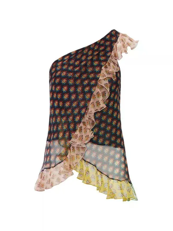 Etro Asymmetric Floral Print Blouse