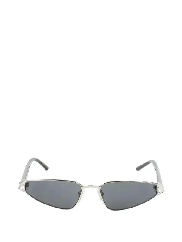 Valentino Garavani Crystal-embellished Geometric-frame Sunglasses - Silver
